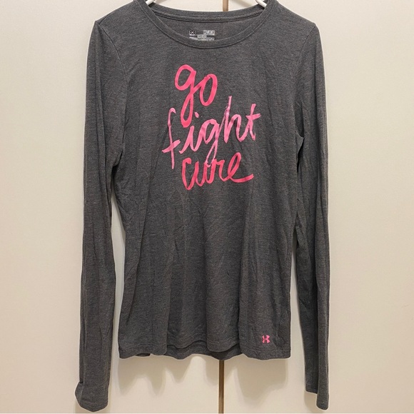 Under Armour | Tops | Go Fight Cure Under Armour Breast Cancer Grey ...